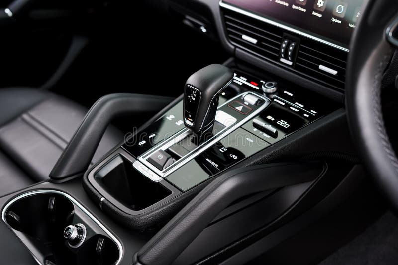 Automatic Transmission Shift Selector in the Car Interior. Closeup a ...