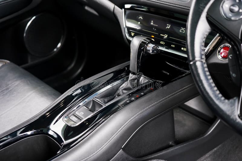 Automatic Transmission Shift Selector in the Car Interior. Closeup a ...