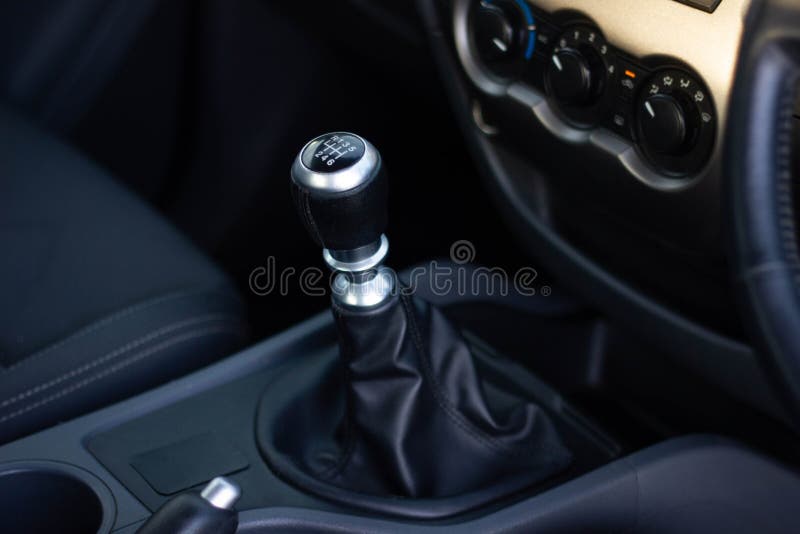 Automatic Transmission Shift Selector in the Car Interior. Closeup a ...