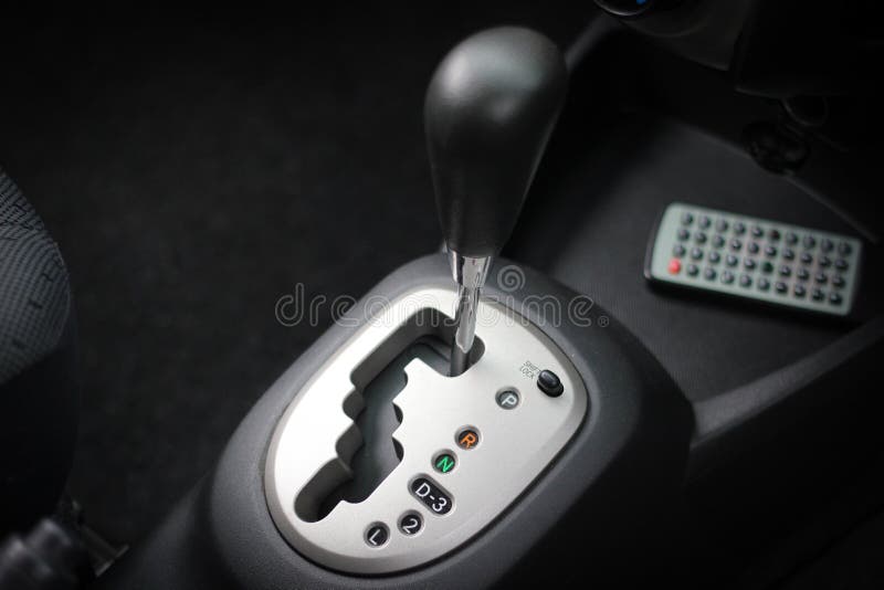 Automatic Transmission Shift Selector in the Car Interior. Closeup a ...