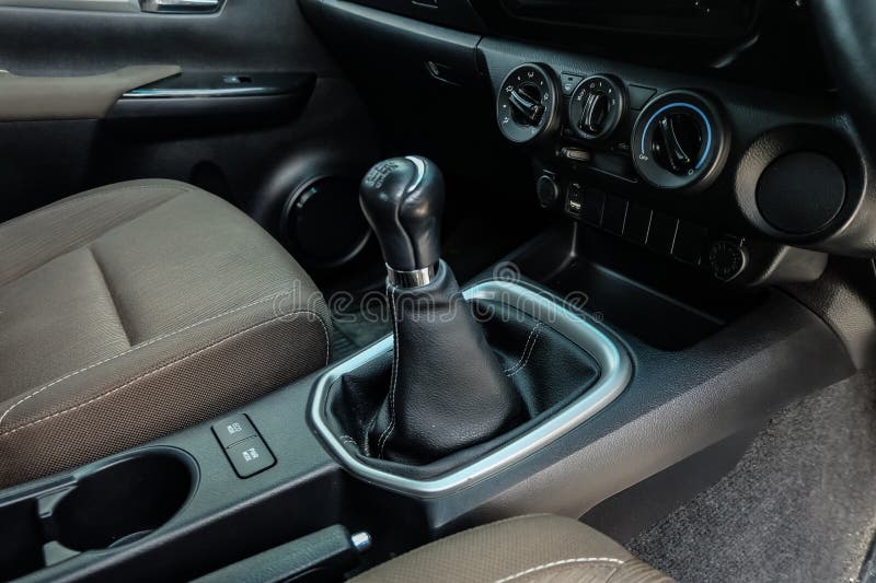 Automatic Transmission Shift Selector in the Car Interior. Closeup a ...