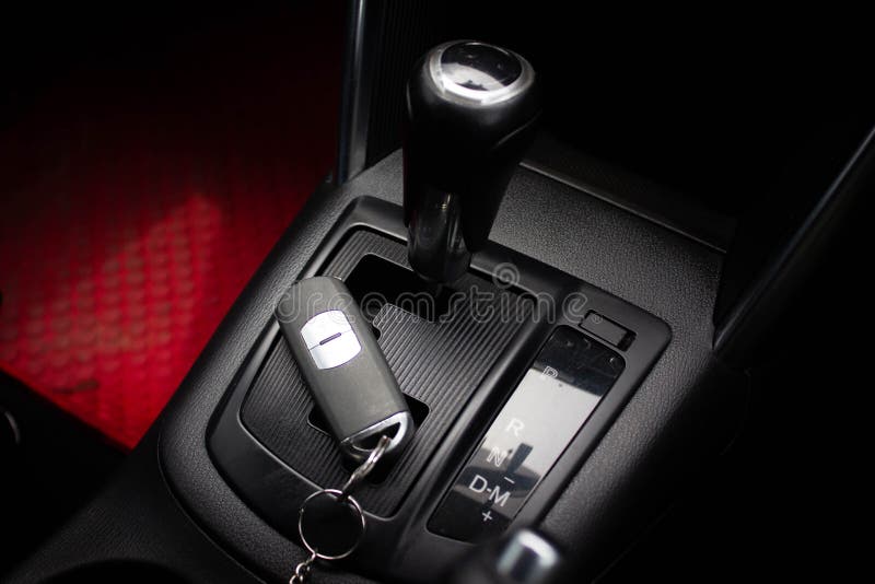 Automatic Transmission Shift Selector in the Car Interior. Closeup a ...