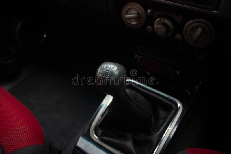 Automatic Transmission Shift Selector in the Car Interior. Closeup a ...