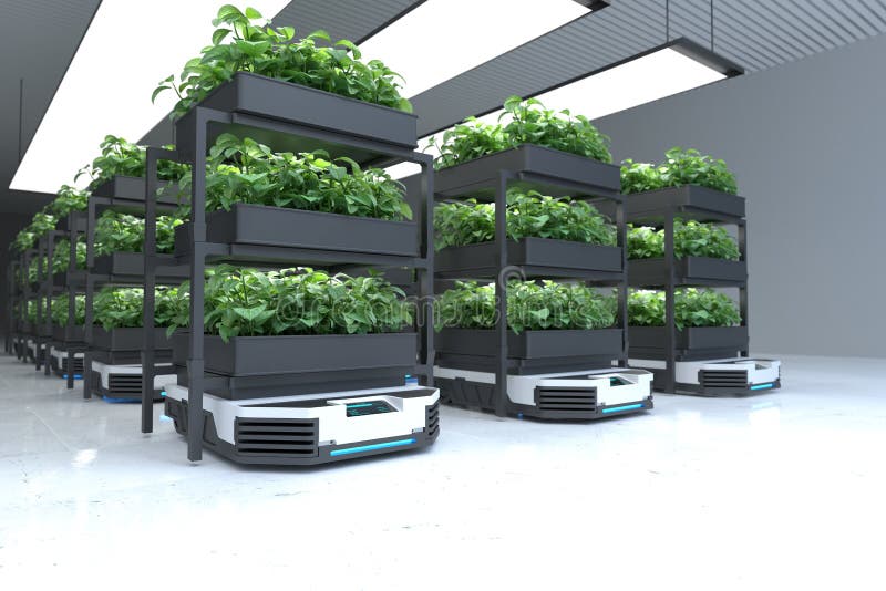 Automatic Transport Robot Transporting Plants, Smart Robotic Farmers ...