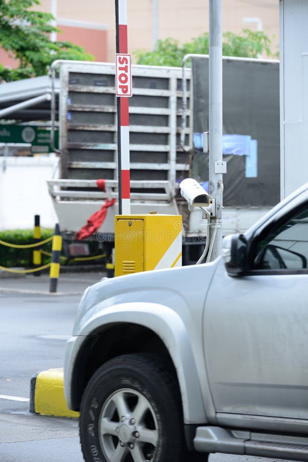 Automatic Vehicle Security Barriers with Security Camera Stock Image ...