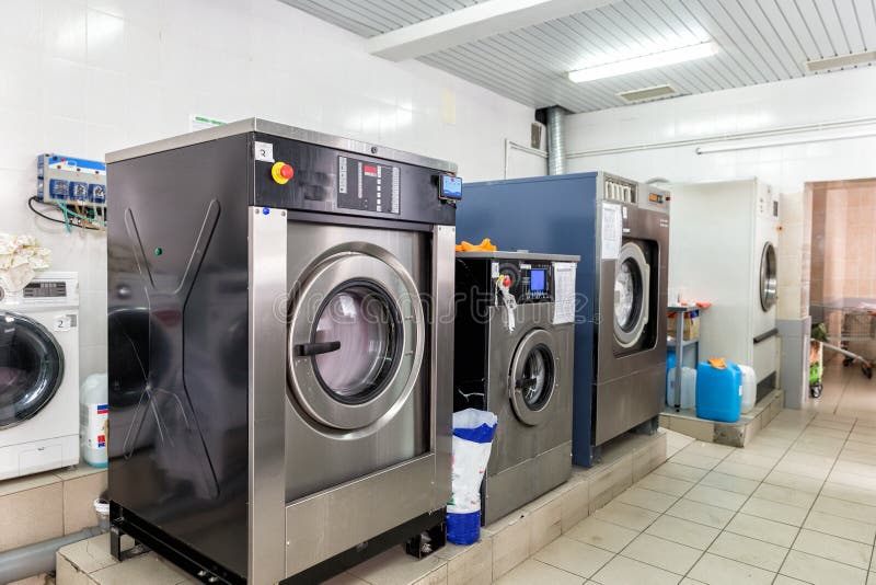Automatic Washing Machines at Laundry Service Stock Photo - Image of ...