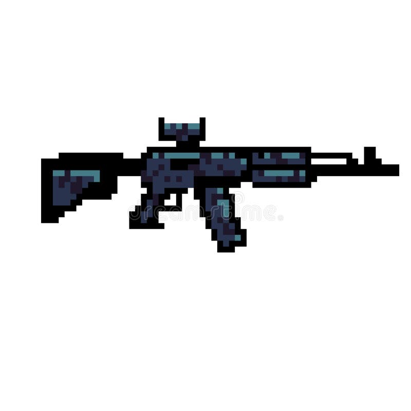Automatic Weapon in Pixel Art Illustration Stock Illustration ...