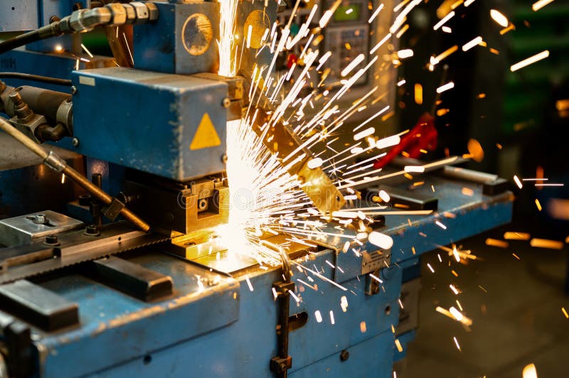 Automatic Welding Machine in Operation, Many Bright Sparks Stock Image ...