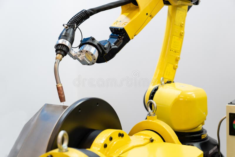 Automatic Welding Robot in a Modern Factory in Operation Stock Photo ...