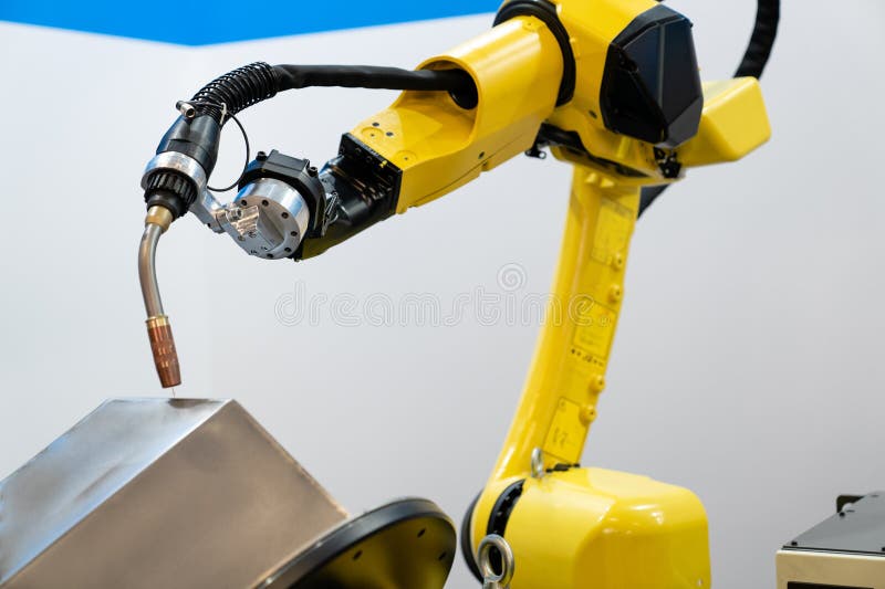 Automatic Welding Robot in a Modern Factory in Operation Stock Image ...