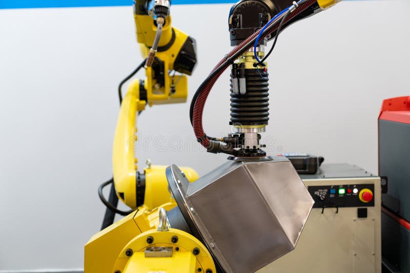 Automatic Welding Robot in a Modern Factory in Operation Stock Image ...