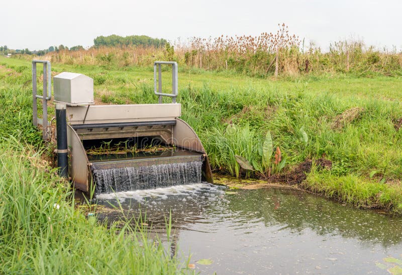 Small Weir Controls the Water Level in the Stream Stock Image - Image ...
