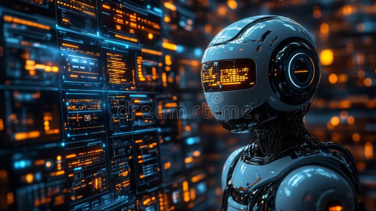 Automating Project Resource Allocation with Advanced Robotics in a Digital Space Stock Photo ...