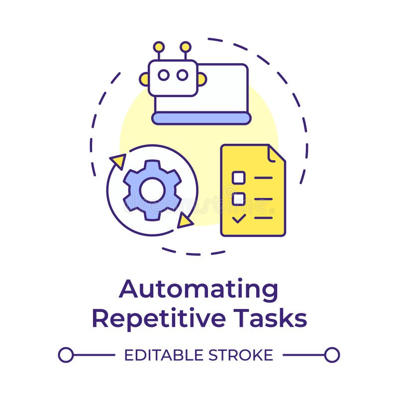 Automating Repetitive Tasks Multi Color Concept Icon Stock Vector - Illustration of management ...