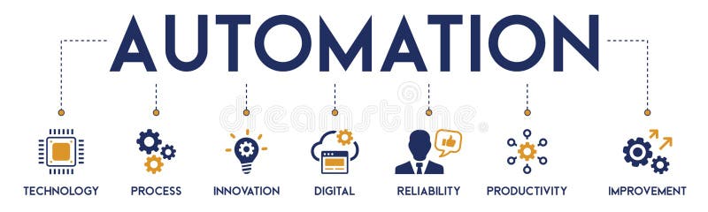 Automation Banner Web Icon Vector Illustration Concept for Robotic ...