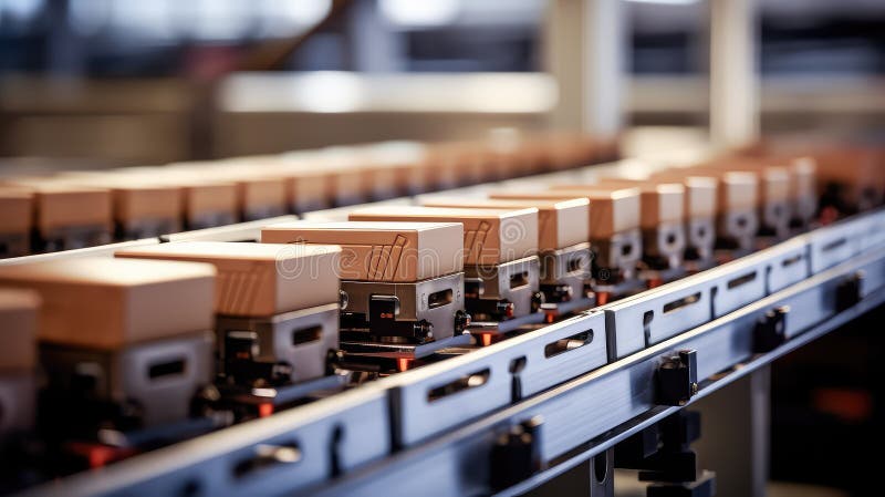 Automation box conveyor stock illustration. Illustration of machinery ...