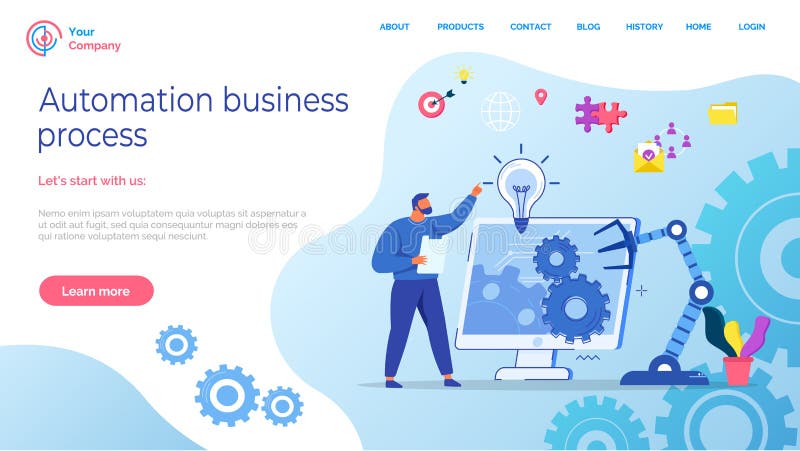 Automation Business Process. Businessman Conducts Experiment with ...