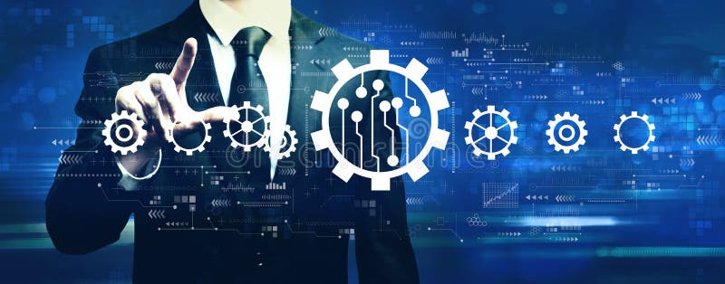 Automation Concept with Businessman Stock Photo - Image of smart ...