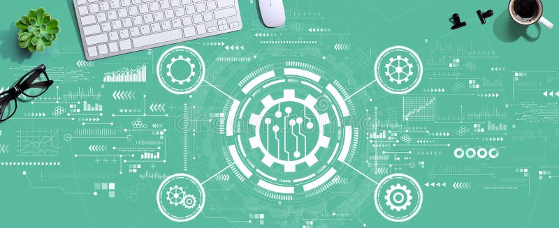 Automation Concept with a Computer Keyboard Stock Illustration - Illustration of innovation ...