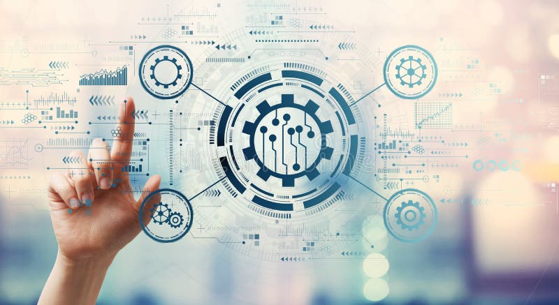 Automation Concept with Hand Pressing a Button Stock Photo - Image of ...