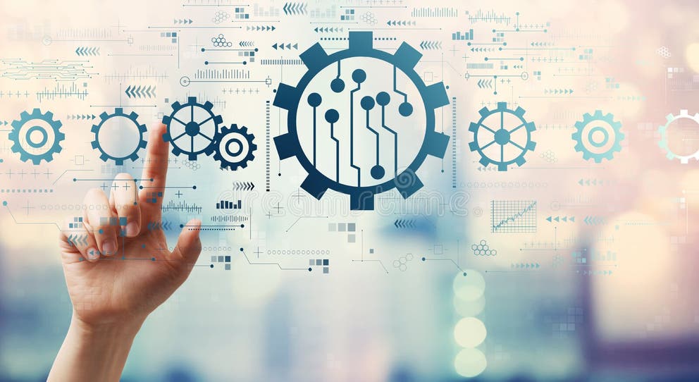 Automation Concept with Hand Pressing a Button Stock Photo - Image of ...