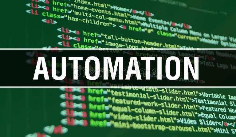 Automation Concept Illustration Using Code for Developing Programs and App. Automation Website ...