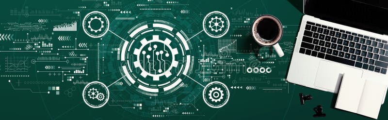 Automation Concept with a Laptop Computer Stock Image - Image of ...