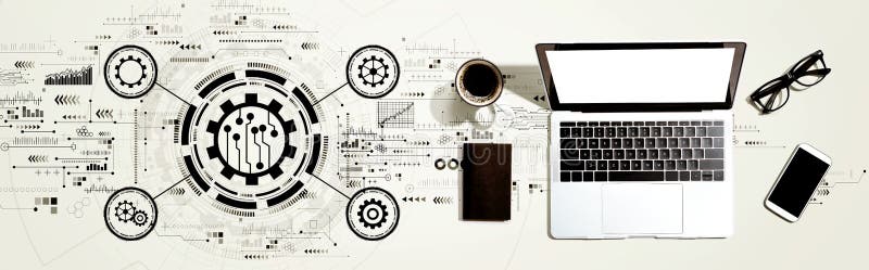 Automation Concept with a Laptop Computer Stock Photo - Image of office ...