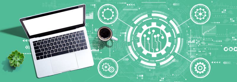 Automation Concept with a Laptop Computer Stock Photo - Image of ...