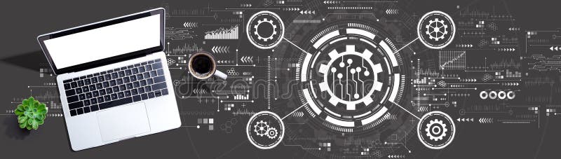 Automation Concept with a Laptop Computer Stock Image - Image of gear ...