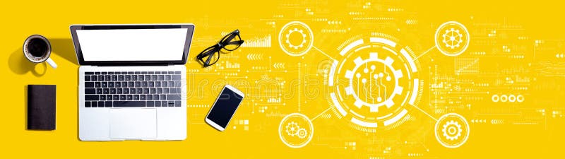 Automation Concept with a Laptop Computer Stock Image - Image of ...