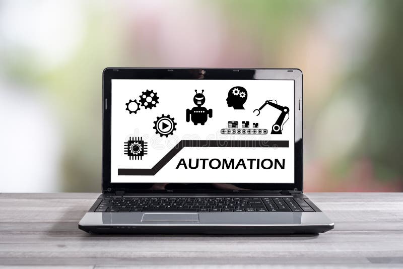 Automation Concept on a Laptop Screen Stock Image - Image of industry ...