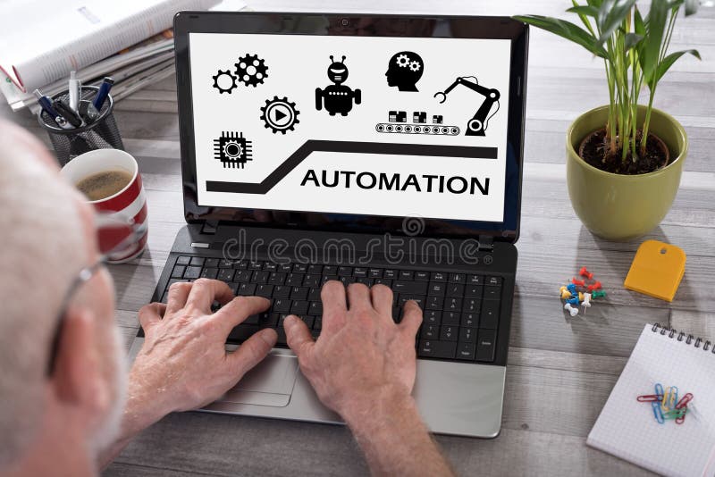 Automation Concept on a Laptop Screen Stock Photo - Image of automate ...
