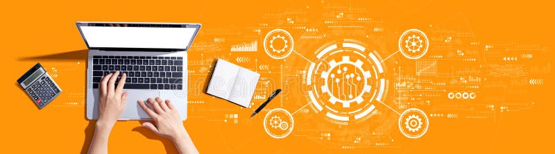 Automation Concept with Person Using a Laptop Stock Photo - Image of ...