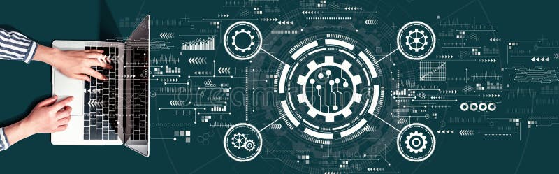 Automation Concept with Person Using a Laptop Stock Image - Image of ...