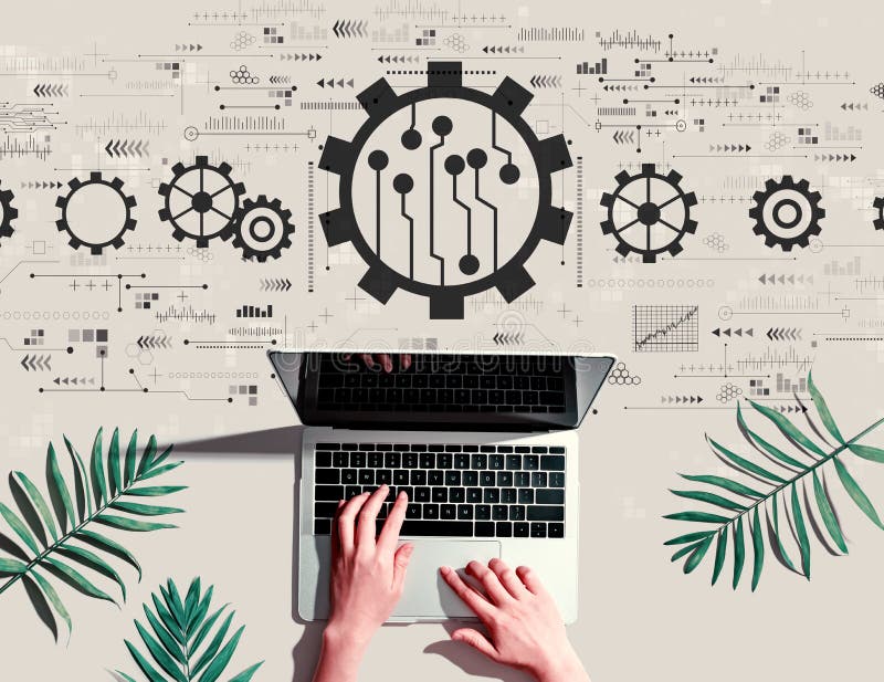 Automation Concept with Person Using a Laptop Stock Image - Image of ... Automation Concept with Person Using a Laptop Stock Image - Image of ...