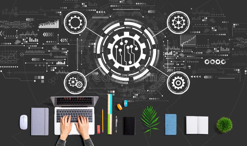 Automation Concept with Person Using a Laptop Stock Image - Image of ...