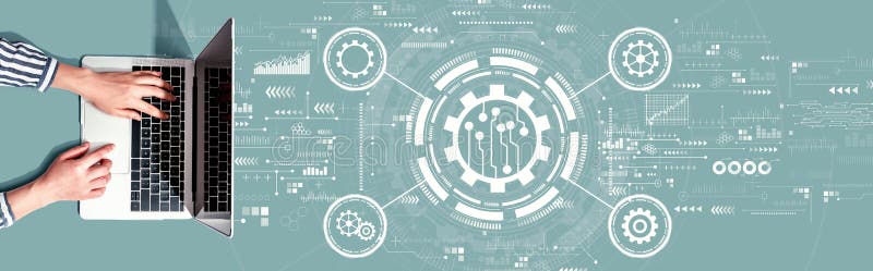 Automation Concept with Person Using a Laptop Stock Photo - Image of ...