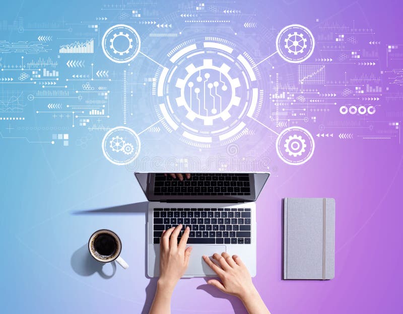 Automation Concept with Person Using a Laptop Stock Photo - Image of ... Automation Concept with Person Using a Laptop Stock Photo - Image of ...