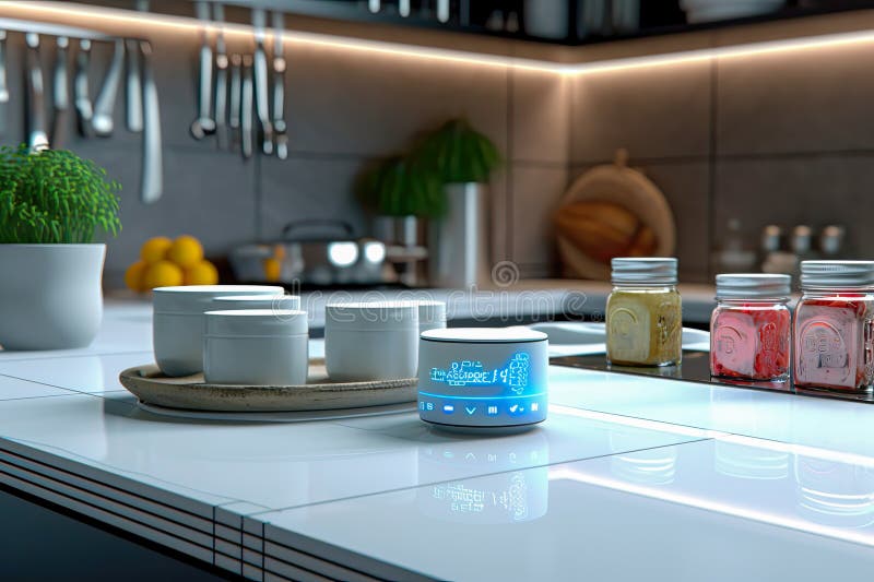 Automation Countertop with Smart Things in Home Kitchen Stock ...