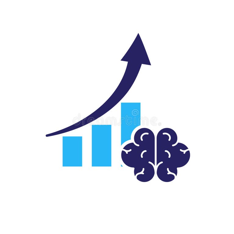 Automation Icon. Data Analysis Symbol. Brain and Rising Graph Stock ...