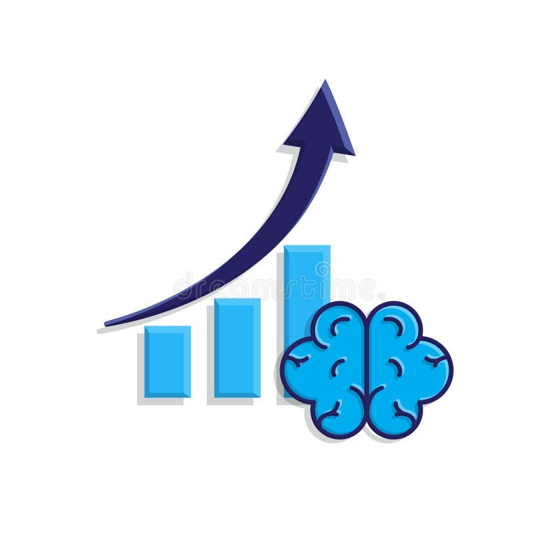 Automation Icon. Data Analysis Symbol. Brain and Rising Graph Stock ...