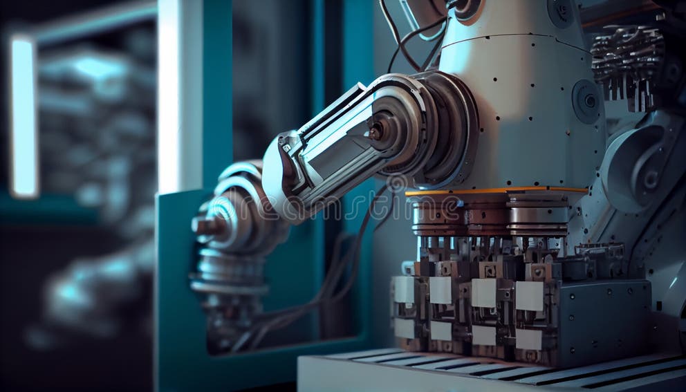 Automation Industry Concept With 3d Rendering Robot Assembly Line InÂ Â Factory Stock