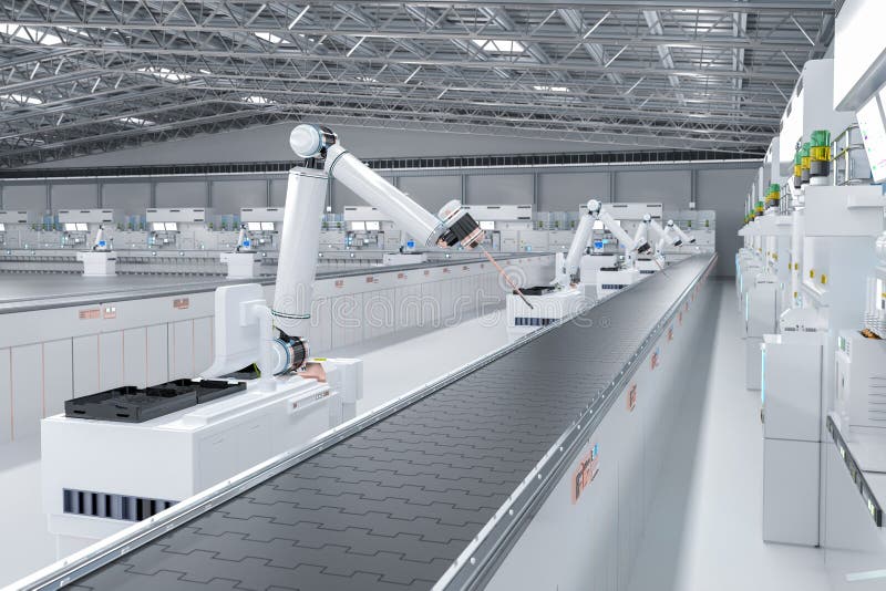 Automation Industry Concept with Robot Assembly Line in Factory Stock ...