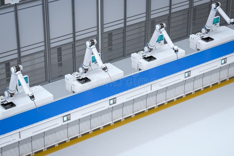 Automation Industry Concept with Robot Assembly Line in Factory Stock ...