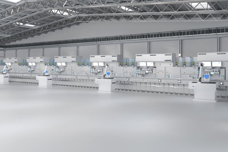Automation Industry Concept with Robot Assembly Line in Factory Stock ...