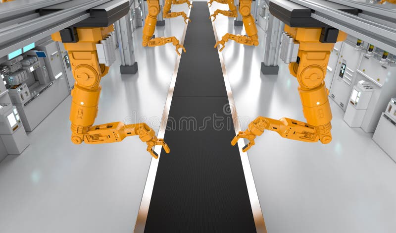 Automation Industry Concept with Robot Assembly Line in Factory Stock ...