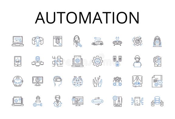 Automation Line Icons Collection. Mechanization, Innovation ...
