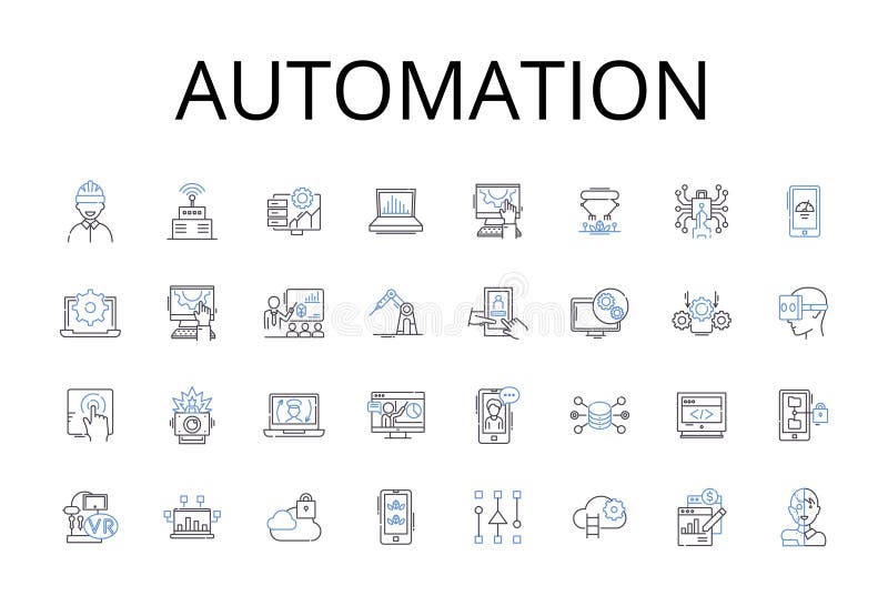 Computerization Line Icons Collection. Automation, Digitization ...