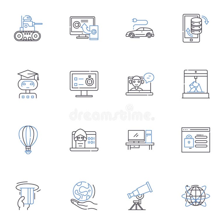 Automation Line Icons Collection Robotics Artificial Intelligence